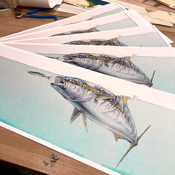 Shop Yellowtail fish Art prints for sale from Abachar Studio